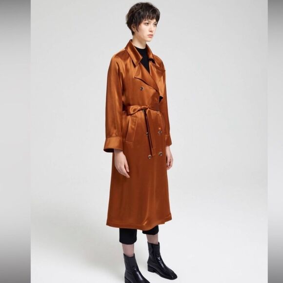 Lattelier | Jackets & Coats | Lattelier Double Breasted Satinlook Rust ...